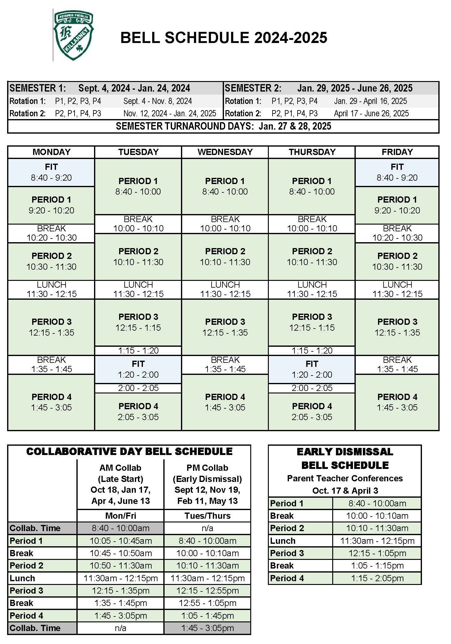 Bell Schedule